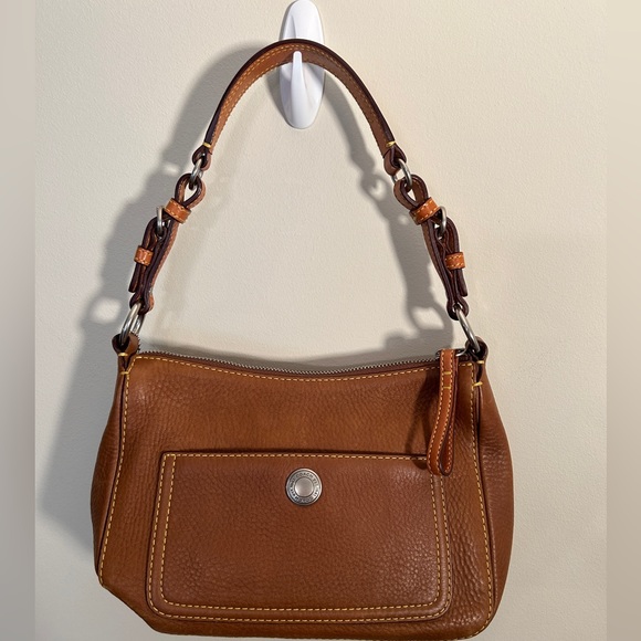 Coach | Bags | Coach Bagpurse Brown With Tan Stitching | Poshmark